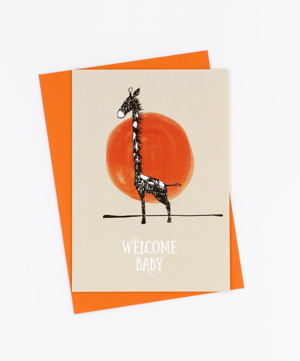 Geburtskarte Welcome Baby · Giraffe – schoene-karten.com
